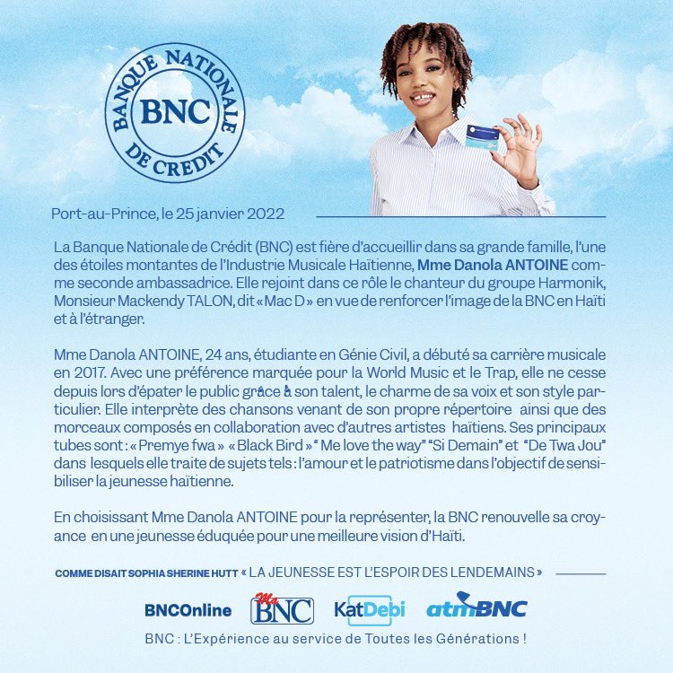 Danola ambassadrice de la BNC